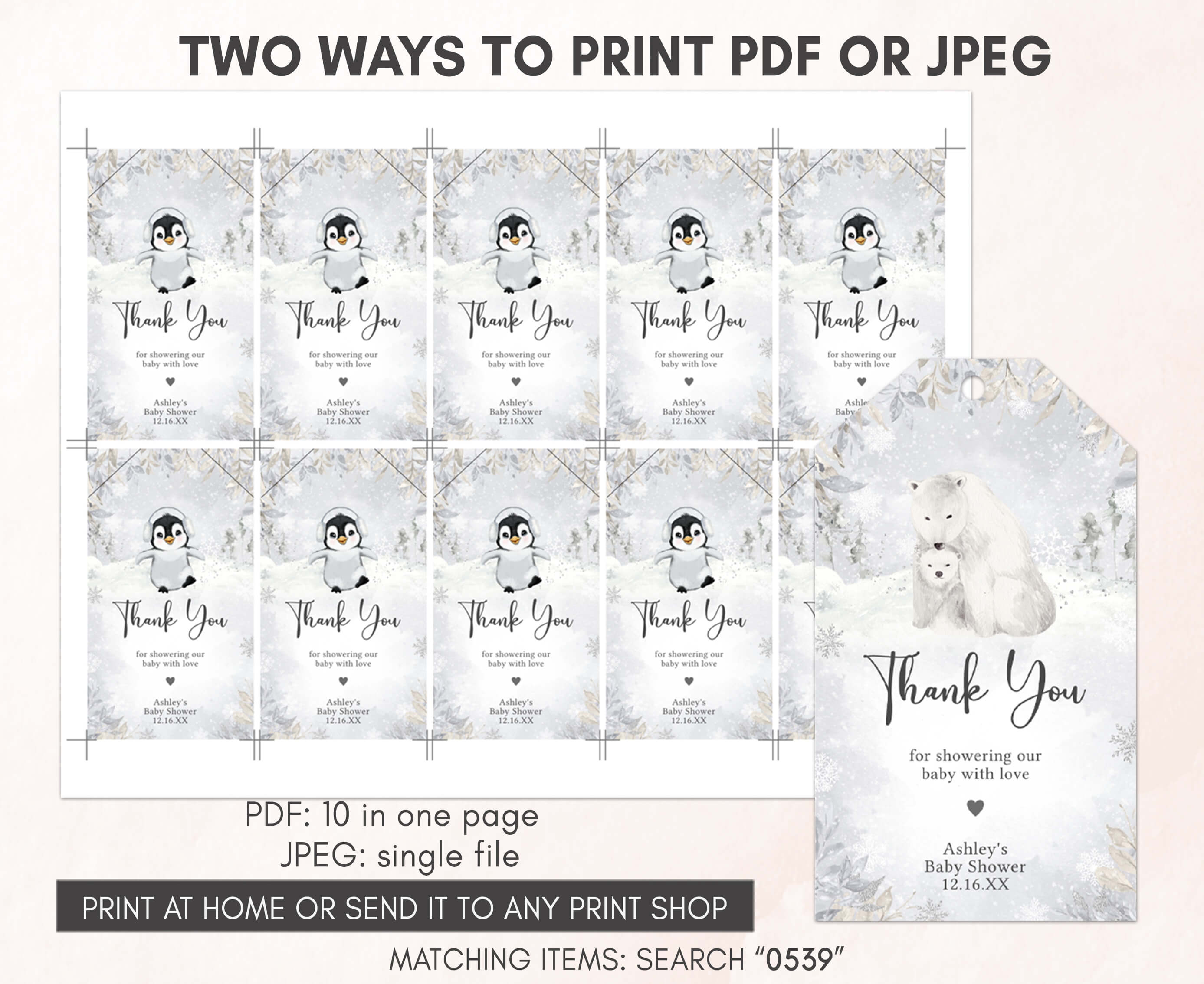 Editable Winter Polar Bear Baby Shower Favor Tag – Cuddle Palette