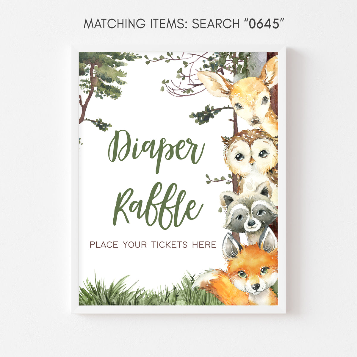 Woodland Baby Shower Diaper Raffle Sign – Cuddle Palette